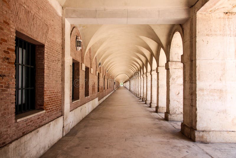 Scenic View of a Walking Path Enclosed with Pillars and Walls Stock ...