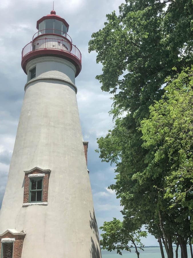 Scenic View of White Marblehead Lighthouse in Ohio Stock Image - Image ...