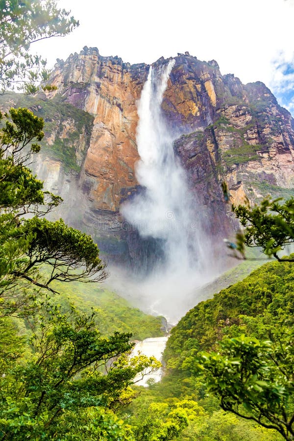 Scenic View of World`s Highest Waterfall Angel Fall in Venezuela Stock ...
