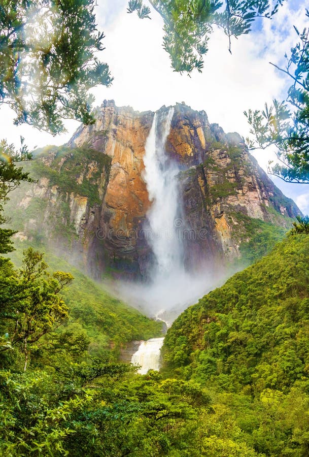 Scenic View of World S Highest Waterfall Angel Fall in Venezuela Stock ...