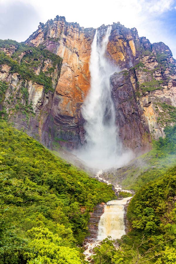 Scenic View of World S Highest Waterfall Angel Fall in Venezuela Stock ...