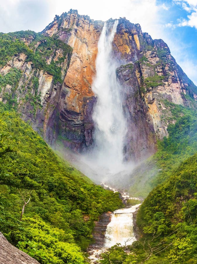 Scenic View of World`s Highest Waterfall Angel Fall in Venezuela Stock ...