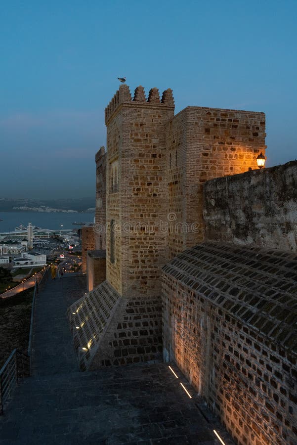 Scenic View from the York Castle in Tangier at Night Stock Image ...