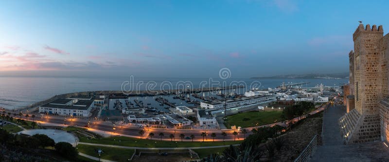 Scenic View from the York Castle in Tangier at Night Stock Image ...