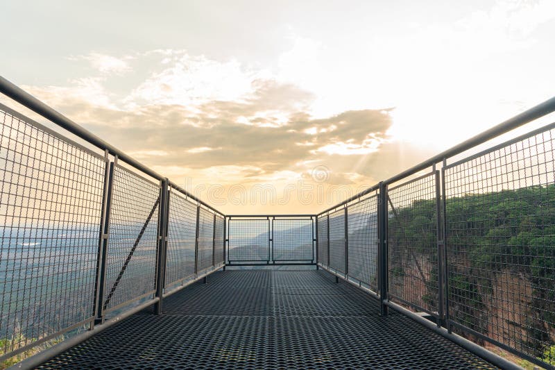 Scenic Viewpoint Platform at Sunset. Stock Photo - Image of observation ...