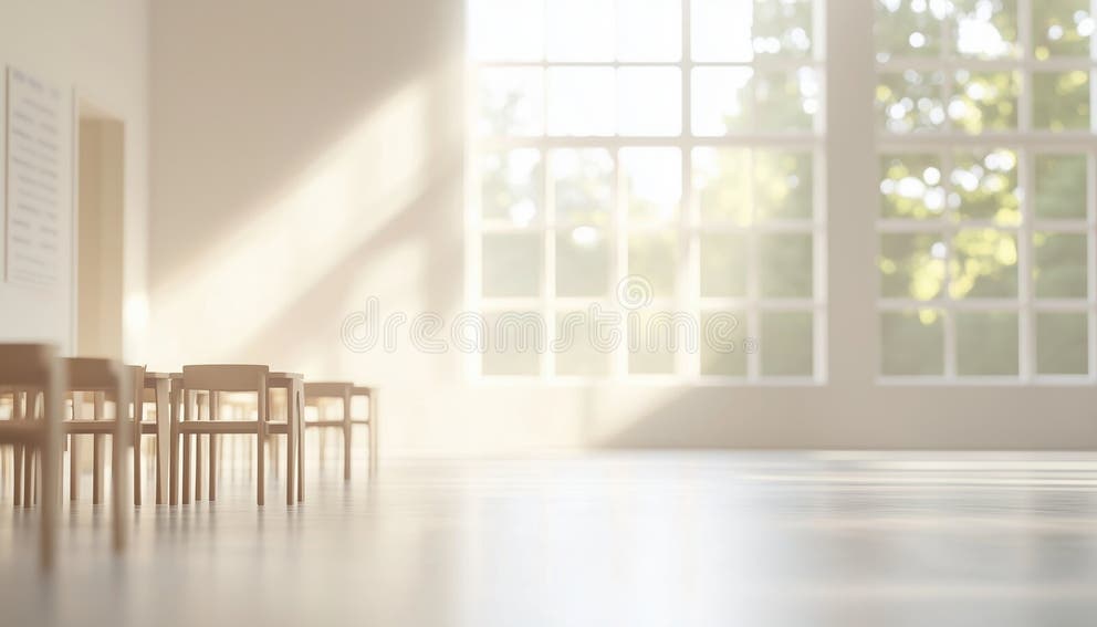 Scenic Views of a Bright Classroom and Study Room with Panoramic ...