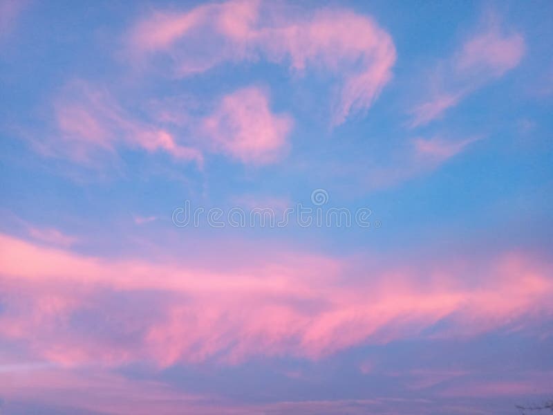 Scenic Views of Pink Cloud and Blue Sky Stock Photo - Image of views ...