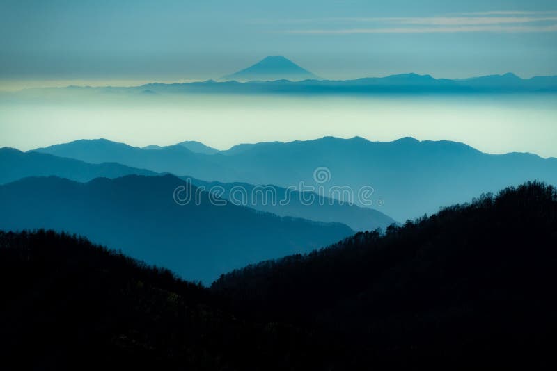 Scenic Vivid Sunset Over the Mount Fuji, Japan Stock Image - Image of ...