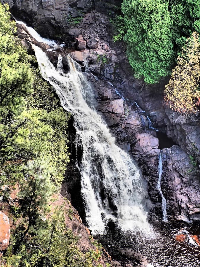 Scenic forest waterfall stock photo. Image of trees - 151408214
