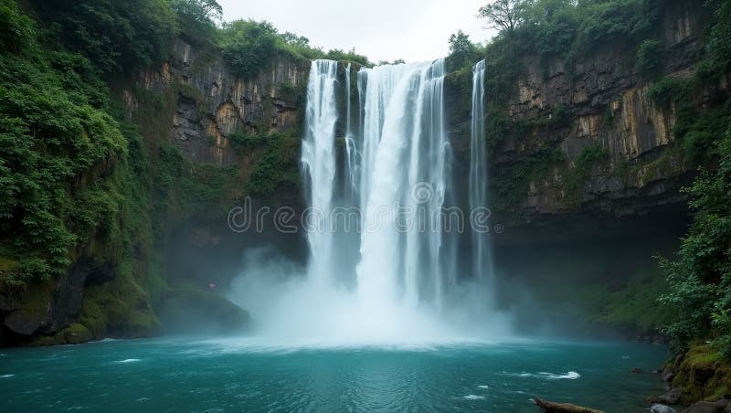 Scenic Waterfall in Lush Tropical Setting Stock Illustration ...