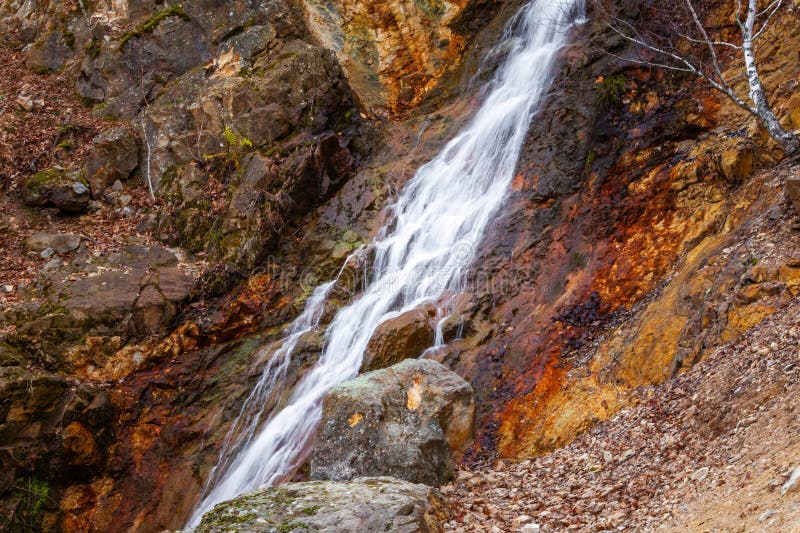 Scenic Waterfall in Slow Motion Flow Stock Image - Image of green ...