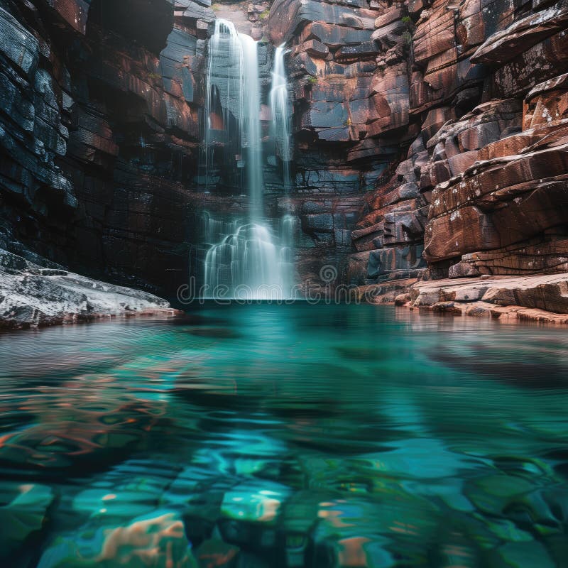 Scenic Waterfall in Slow Motion Flow Stock Illustration - Illustration ...