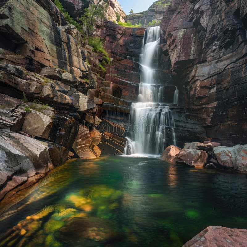 Scenic Waterfall in Slow Motion Flow Stock Illustration - Illustration ...