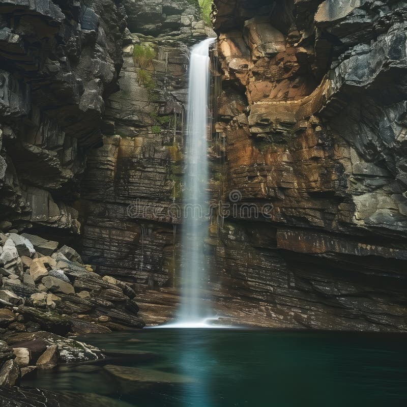 Scenic Waterfall in Slow Motion Flow Stock Illustration - Illustration ...