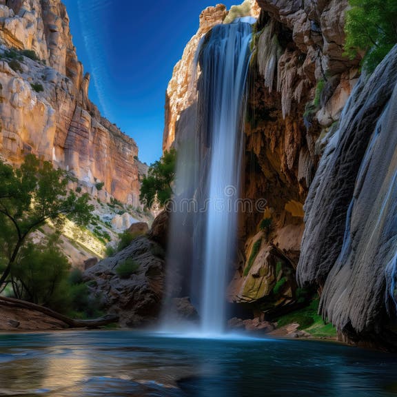 Scenic Waterfall in Slow Motion Flow Stock Illustration - Illustration of rock, waterfall: 308075549