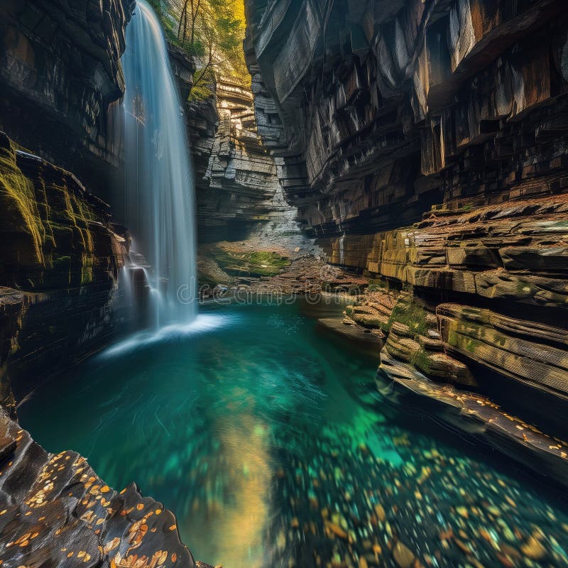 Scenic Waterfall in Slow Motion Flow Stock Illustration - Illustration ...