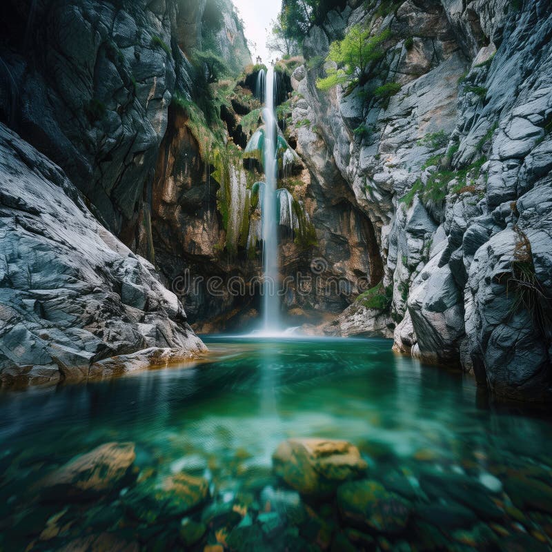 Scenic Waterfall in Slow Motion Flow Stock Illustration - Illustration ...