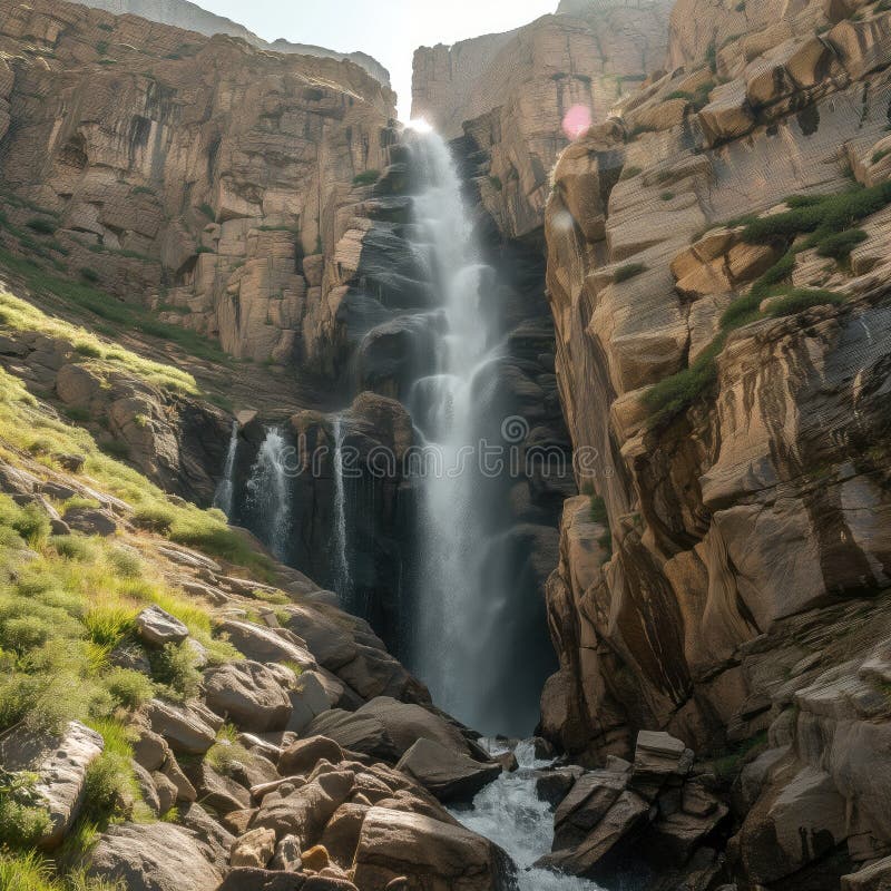 Scenic Waterfall in Slow Motion Flow Stock Illustration - Illustration of travel, river: 305816634