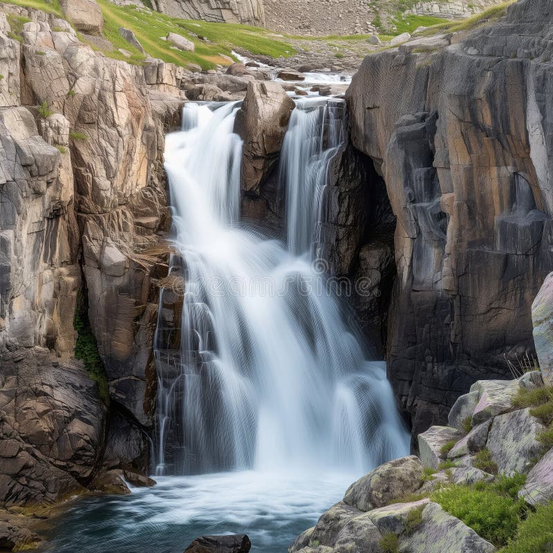 Scenic Waterfall in Slow Motion Flow Stock Illustration - Illustration ...