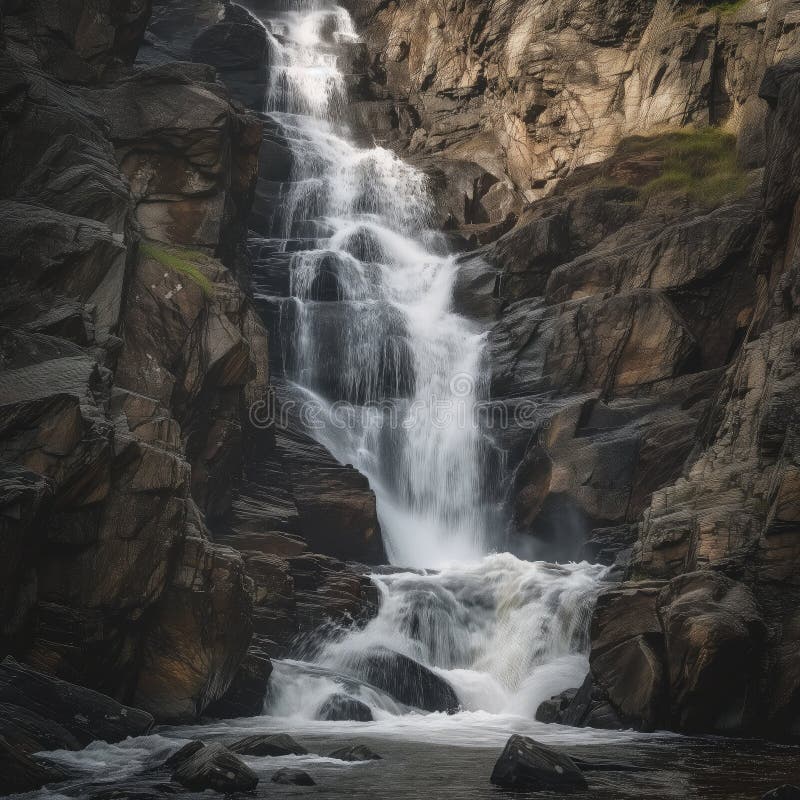 Scenic Waterfall in Slow Motion Flow Stock Illustration - Illustration of environment, nature ...