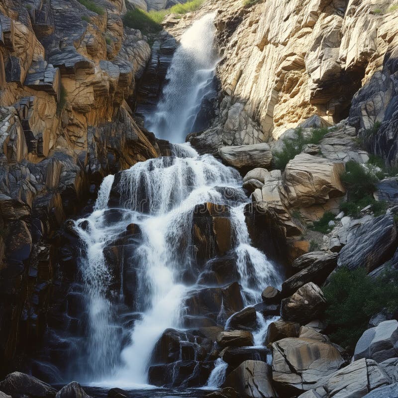 Scenic Waterfall in Slow Motion Flow Stock Illustration - Illustration ...