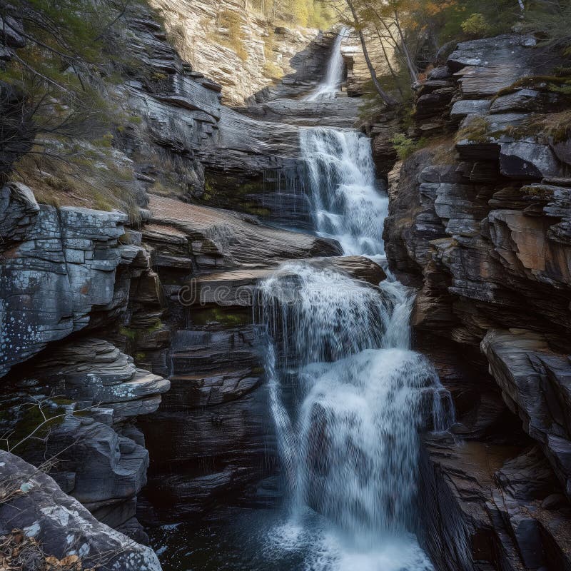 Scenic Waterfall in Slow Motion Flow Stock Illustration - Illustration ...