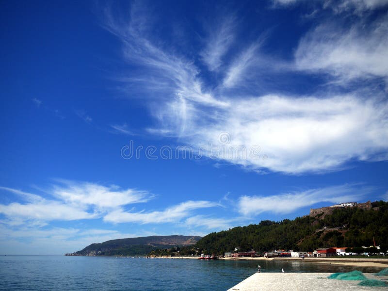 Scenic Blue Waterfront Vista Stock Image - Image of landscape, portugal ...