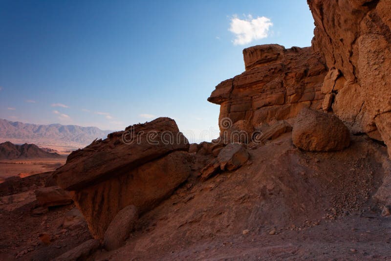 Scenic Weathered Orange Rock in Stone Desert on Su Stock Photo - Image ...