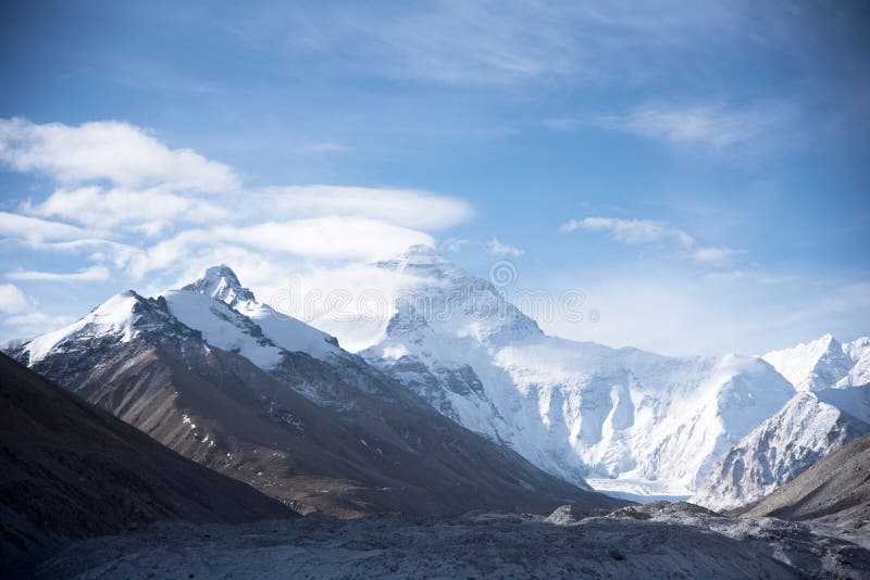 Scenic Winter Landscape of Mount Everest Base Camp Stock Photo - Image ...