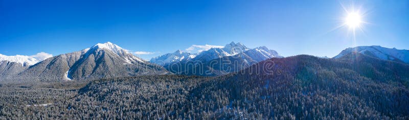 Scenic Winter Mountain Landscape Panorame Stock Image - Image of snowy ...