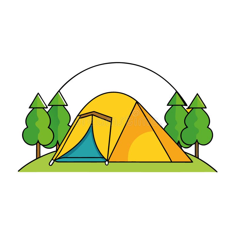 A Scenic Yellow Camping Tent Surrounded by Lush Green Trees in a ...