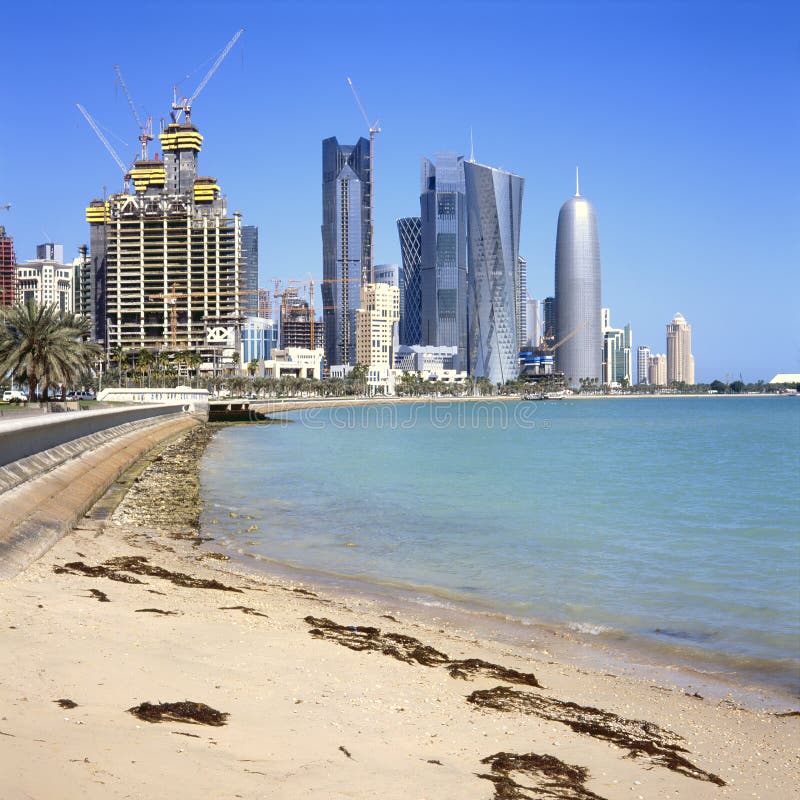 Panorama Della Spiaggia Del Qatar Immagine Stock - Immagine di doha ...