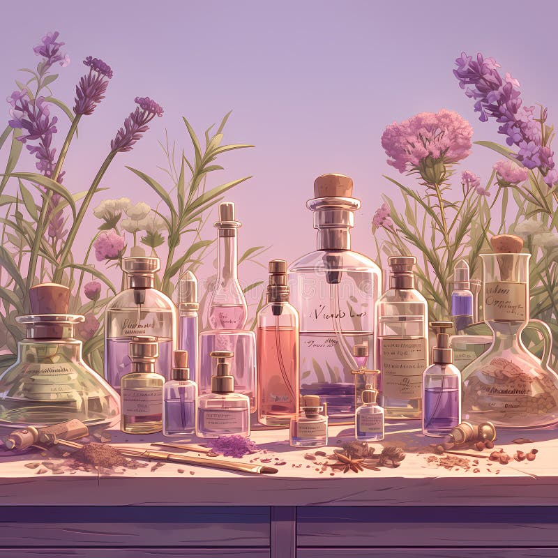 Scent-ful Selection: Explore a Perfumer S Lab Stock Illustration ...