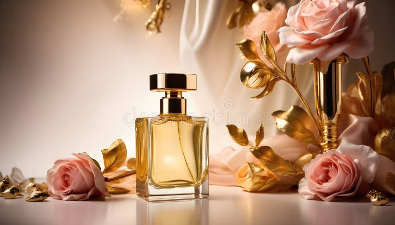 The Scent of Sophistication, Perfume Mockup with Roses Stock ...