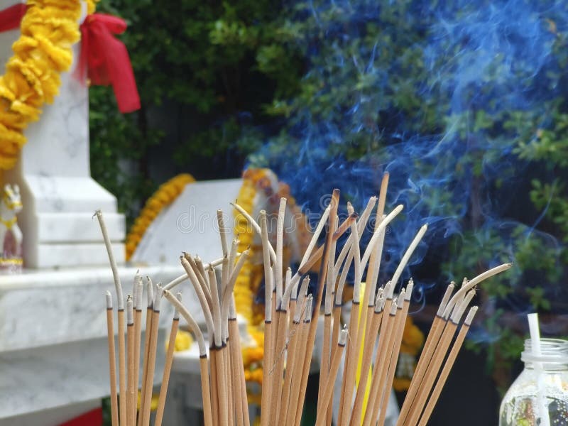 Scent Sticks with Smoke from Its Burn at Shrine. Stock Image - Image of ...