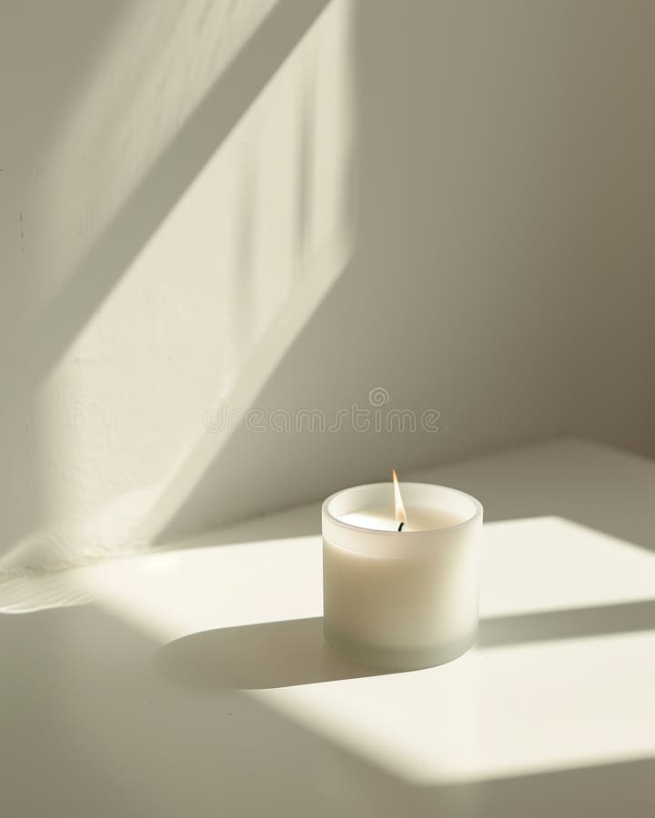 Candle on a White Background with a Shadow from the Window Stock ...