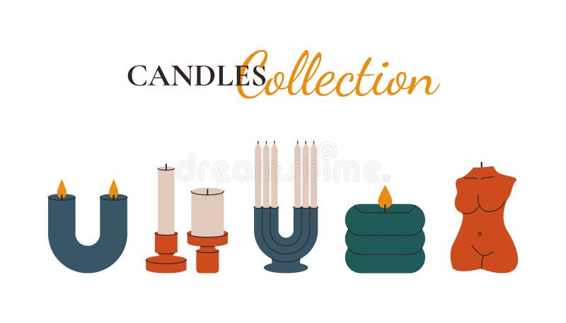 Scented Candles. Decorative Wax Candles with Wick Fire Different Shapes ...
