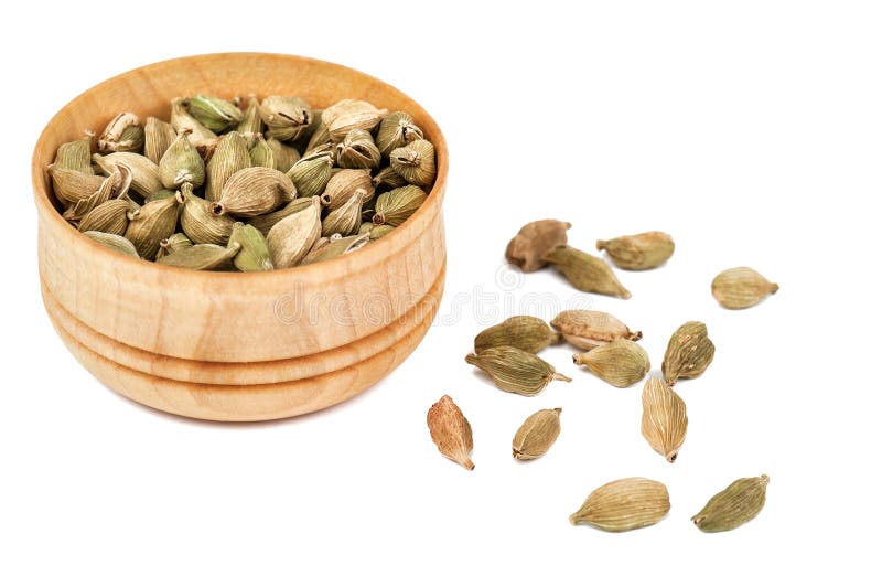 Scented cardamom on white stock photo. Image of flavoring - 217889836
