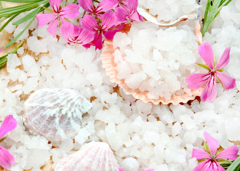 Scented Sea Salt with Flowers Stock Photo - Image of still, leaf: 20429202