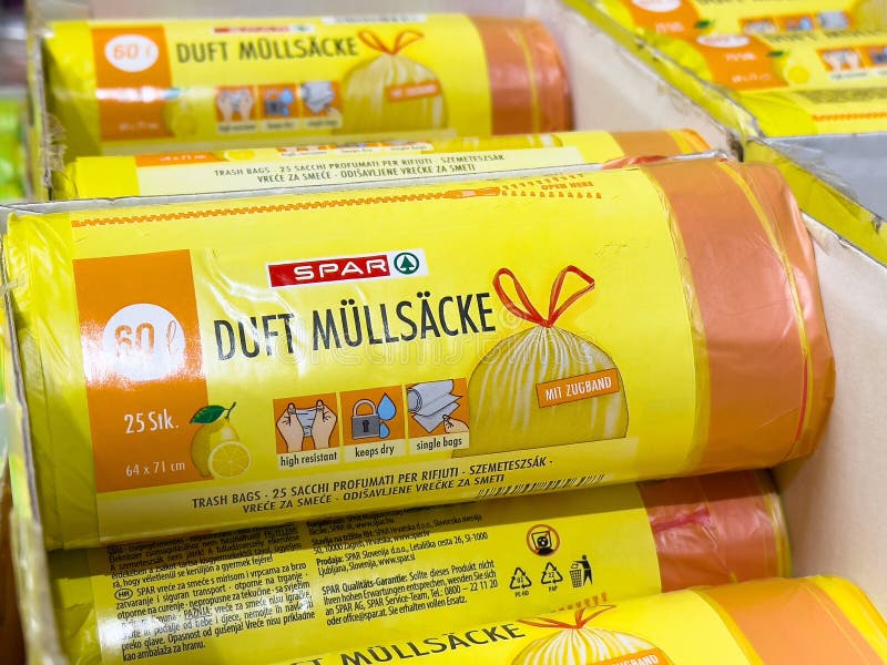 Scented Trash Bags with Drawstring Handle on Display Editorial Stock ...