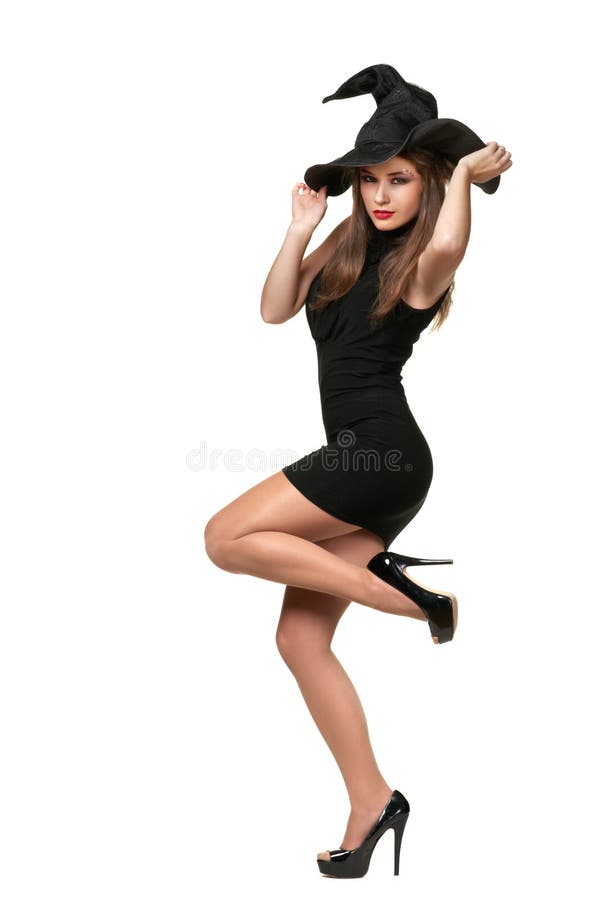 Schöne Hexe Hält Einen Hut an Stockbild - Bild von freundlich, frau ...