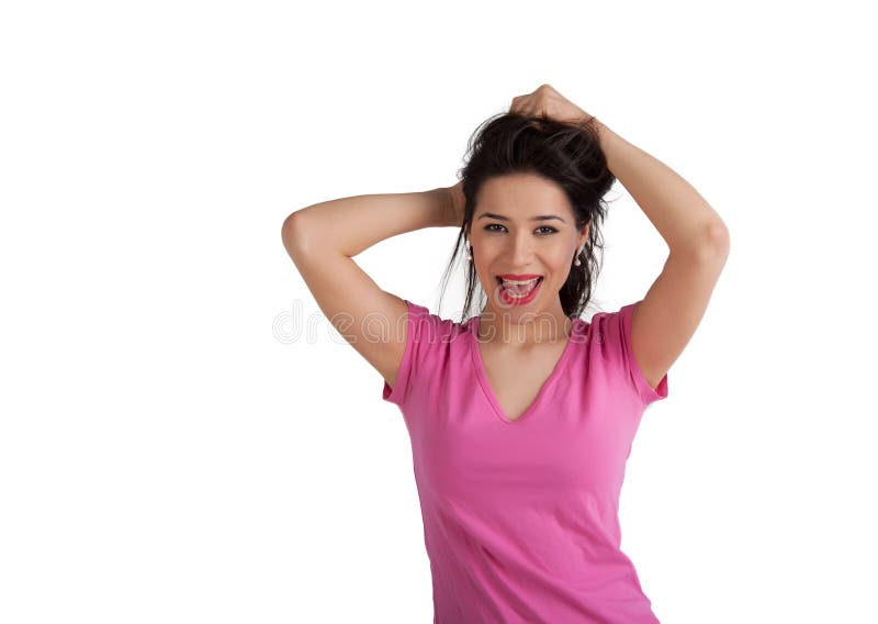 Schöner Brunette Mit Dem Langen Haar Stockbild - Bild von schönheit ...