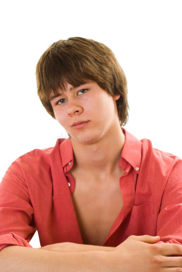 Schöner Jugendlicher in Einem Roten Hemd Stockbild - Bild von schön ...