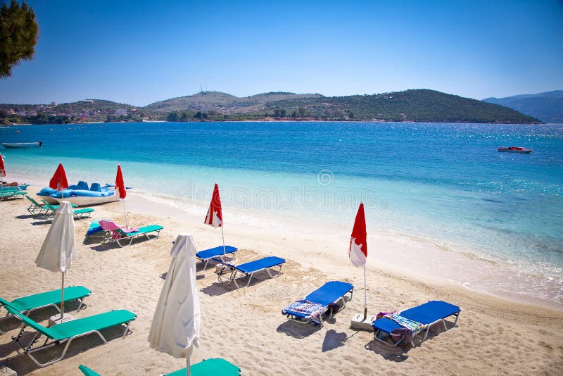 Schöner Ksamil-Strand in Albanien Stockbild - Bild von küste, albanisch ...