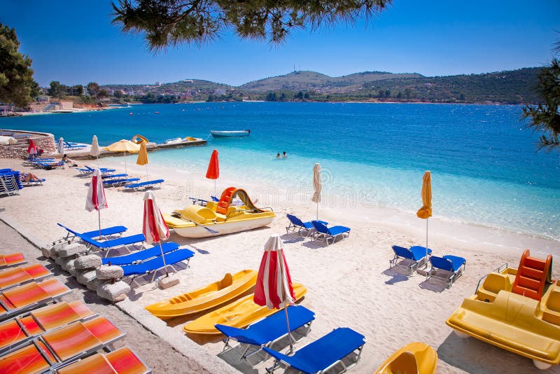 Schöner Ksamil-Strand in Albanien Stockbild - Bild von küste, albanisch ...