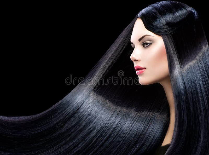 Schönes Vorbildliches Mädchen Mit Dem Langen Geraden Haar Stockbild ...