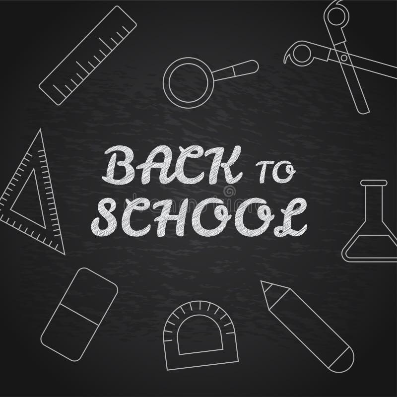 Hand Drawn Welcome Back To School Background with School Tools Stock ...