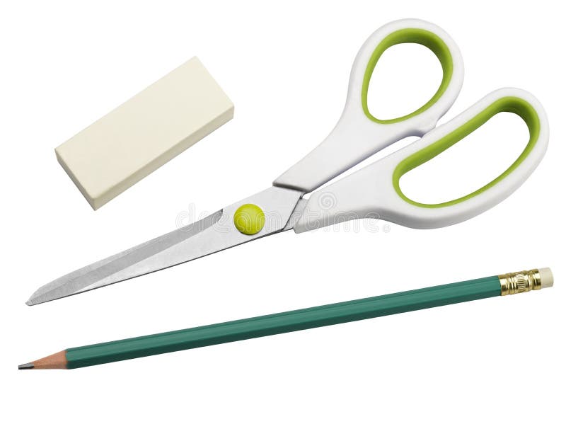 Schaar, potlood en gom stock foto. Image of groot, potlood - 22329392