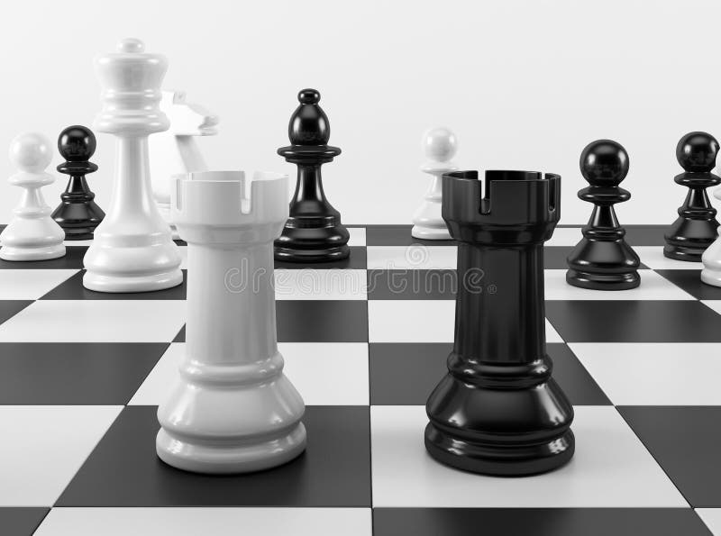 Schach-Türme in Der Konfrontation Stock Abbildung - Illustration von ...
