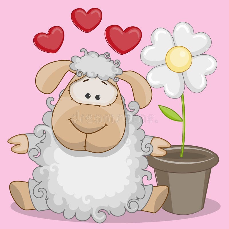 Schafe mit Blume vektor abbildung. Illustration von kunst - 50918069
